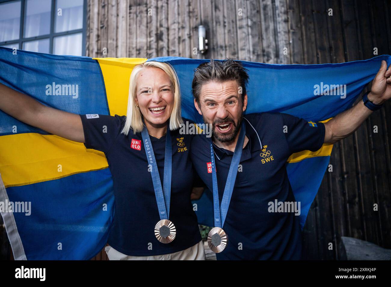 Anton Dahlberg and Lovisa Karlsson of, Sweden. , . pose for a portrait with their bronze medals ...