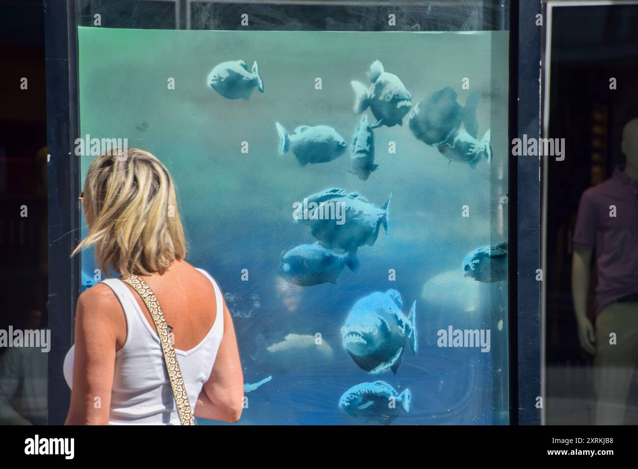 London, UK. 11th August 2024. A new Banksy artwork has appeared on a ...