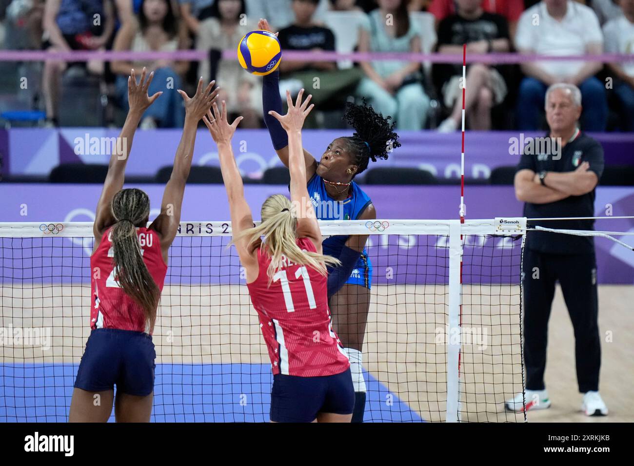 Myriam Sylla of Italy spikes a ball during a gold medal women's ...