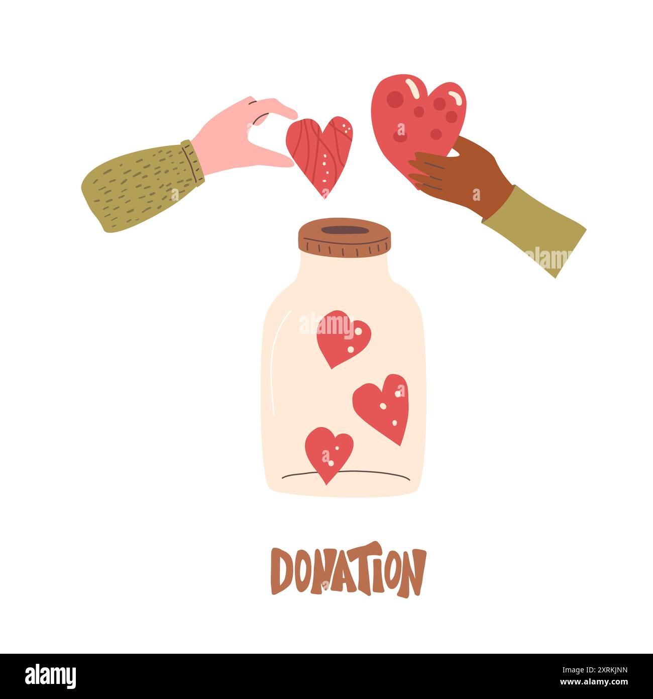 Donation jar isolated on white background. Charity concept. Vector hand ...