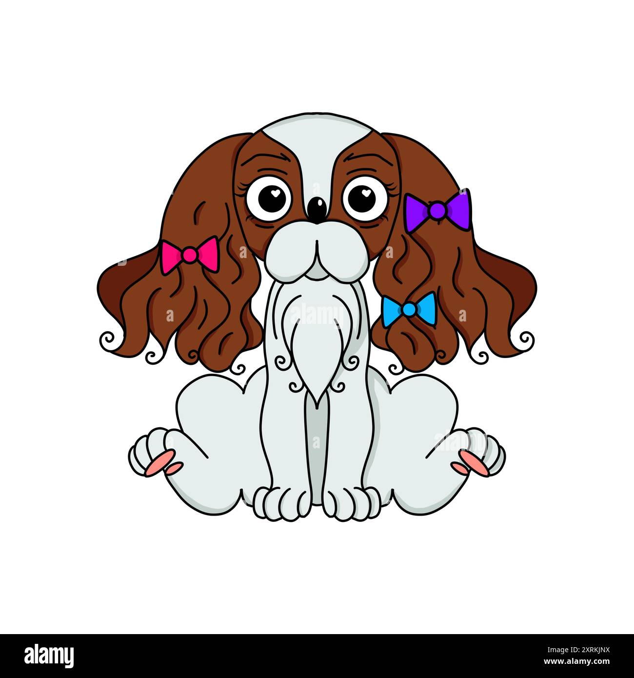Cute Ruby Cavalier King Charles Spaniel Head Dog Cartoon Illustration ...