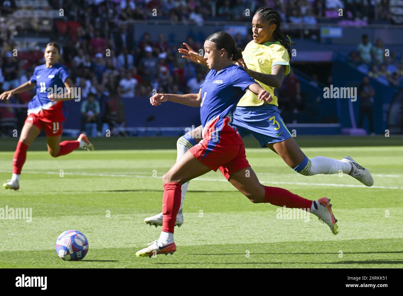 Mallory Swanson of USA and Tarciane of Brazil, Football, Women's Gold ...