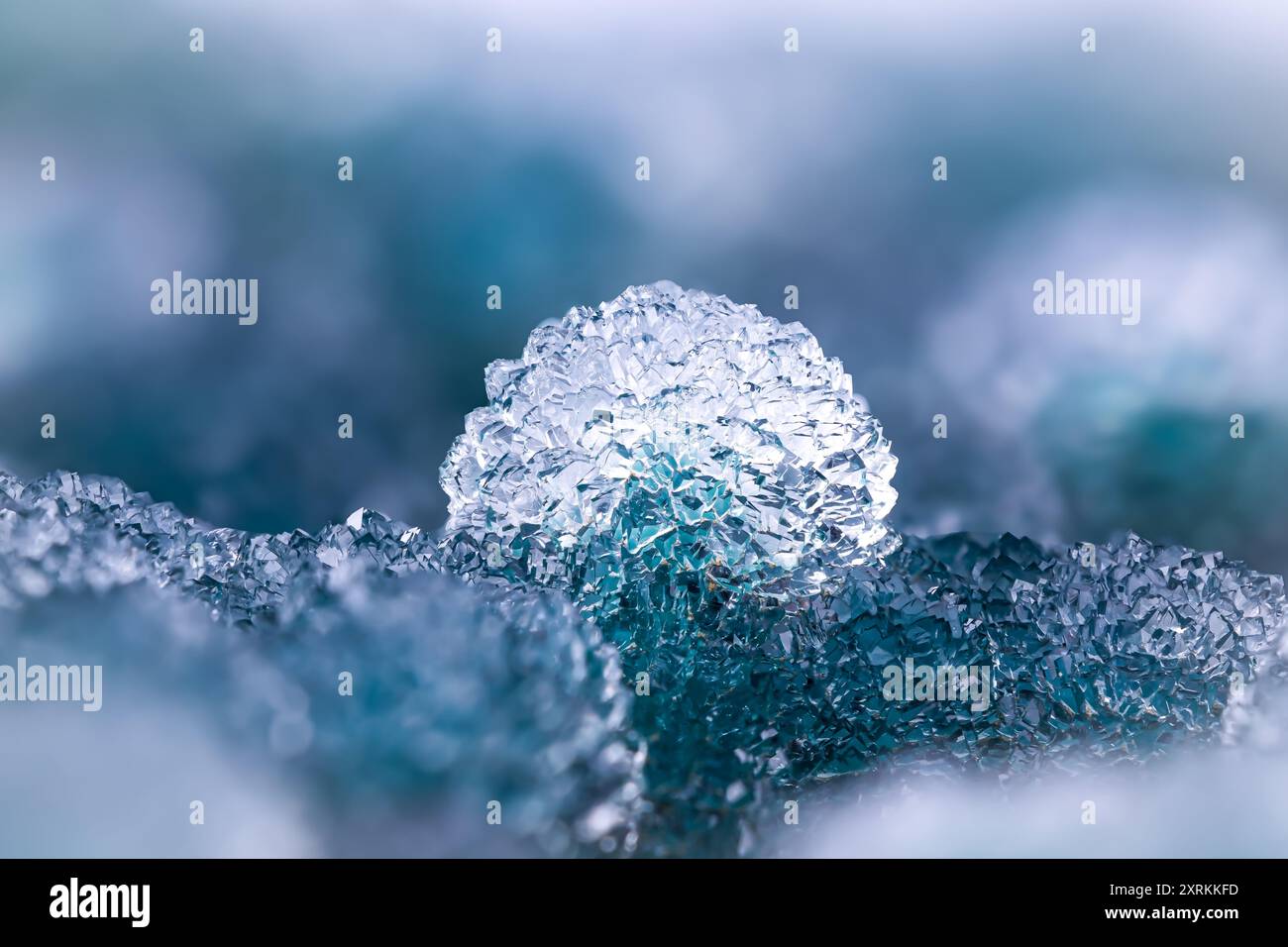 Quartz on green blue chalcedony (known as blue grape agate). Specimen ...