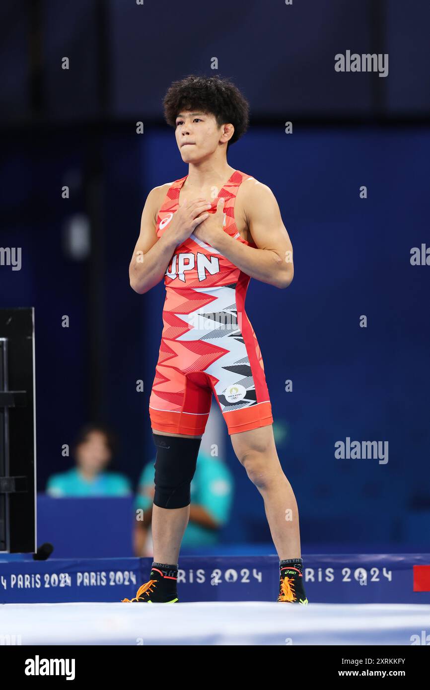 Paris, France. 11th Aug, 2024. Kotaro Kiyooka (JPN) Wrestling : Men's ...