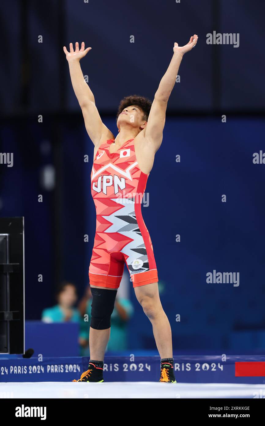 Paris, France. 11th Aug, 2024. Kotaro Kiyooka (JPN) Wrestling : Men's ...