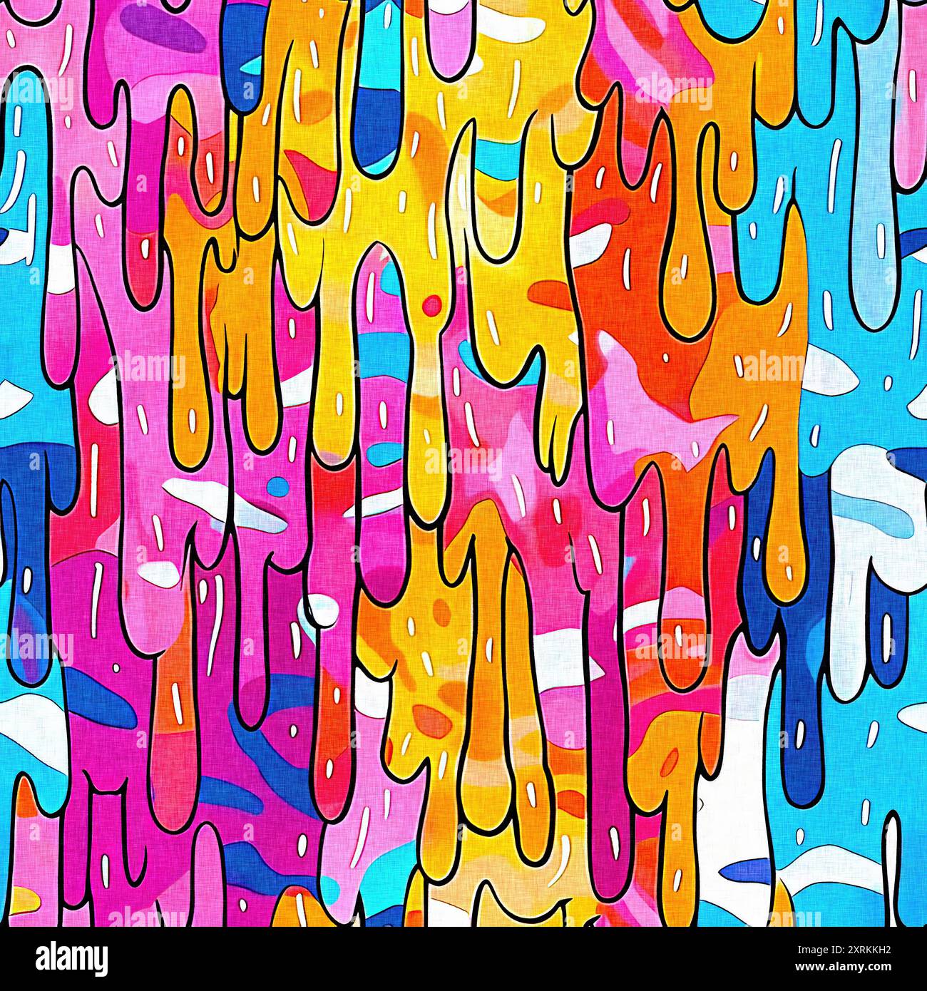 Fun dripping paint effect digital pattern with whimsical ink splodge ...