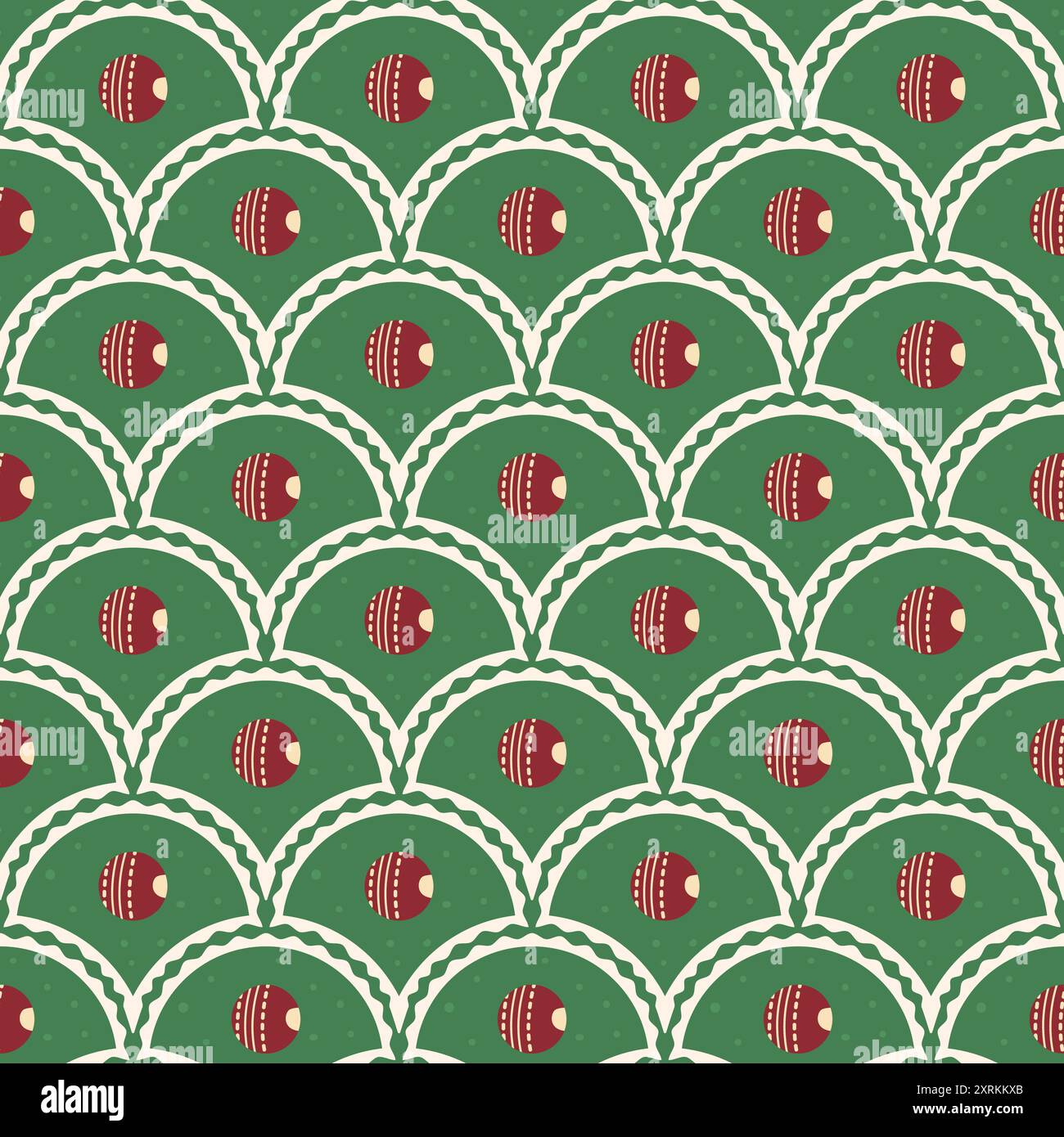 Cricket ball scallop seamless pattern. Sport ball arch repeat ...