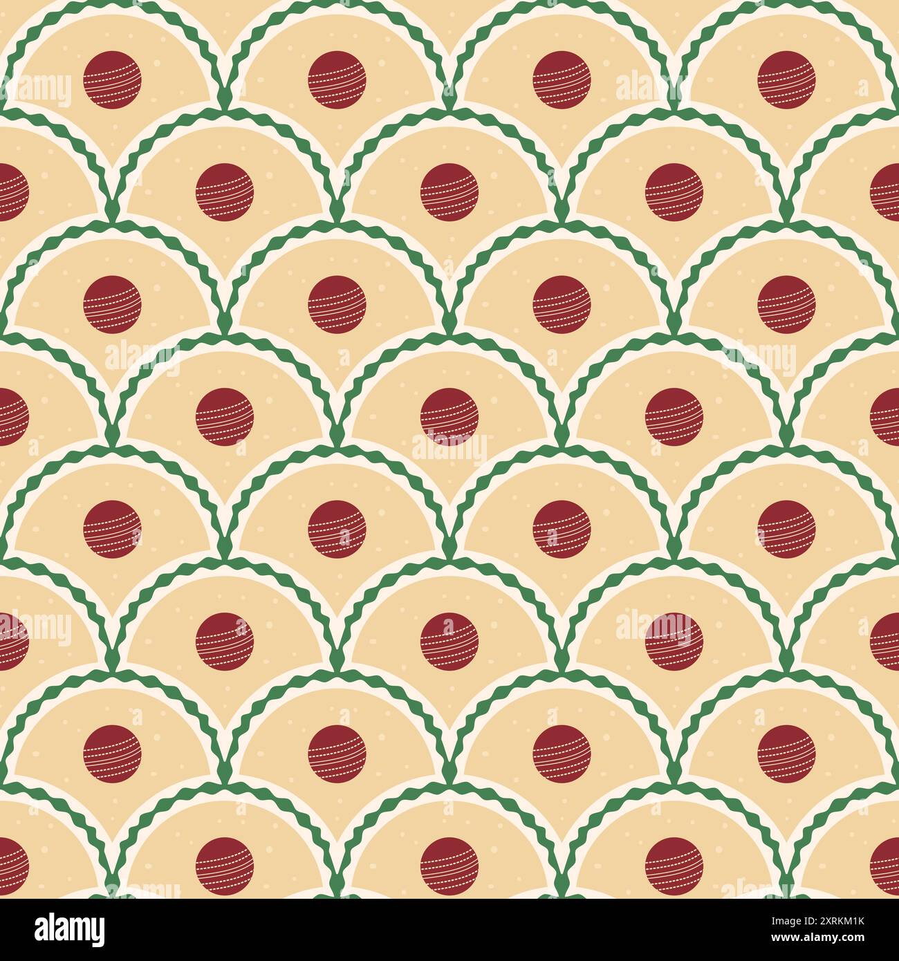 Cricket ball scallop seamless pattern. Sport arch repeat background ...