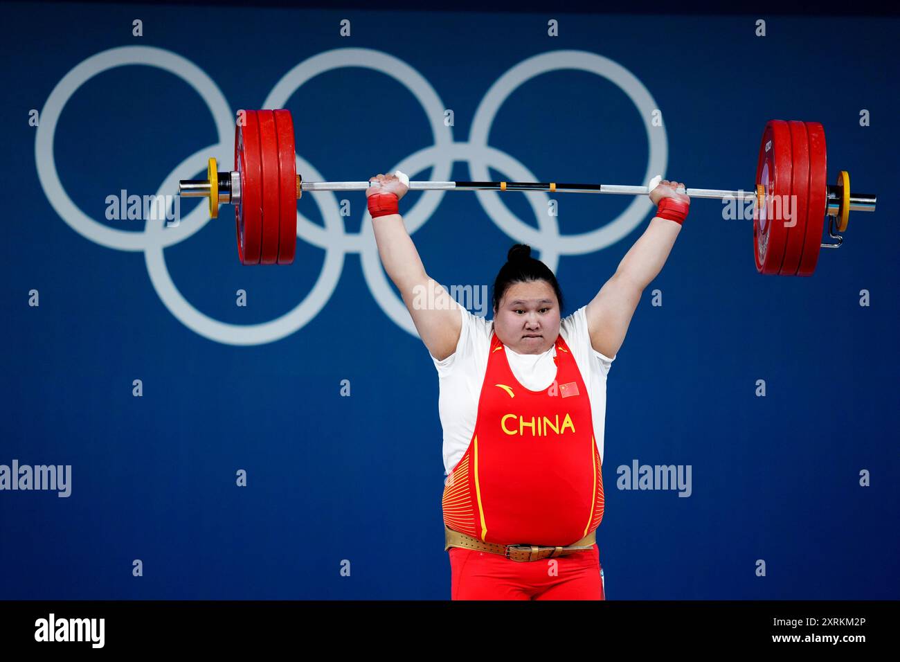 China's Li Wenwen during the Women's Weightlifting +81kg at South Paris ...