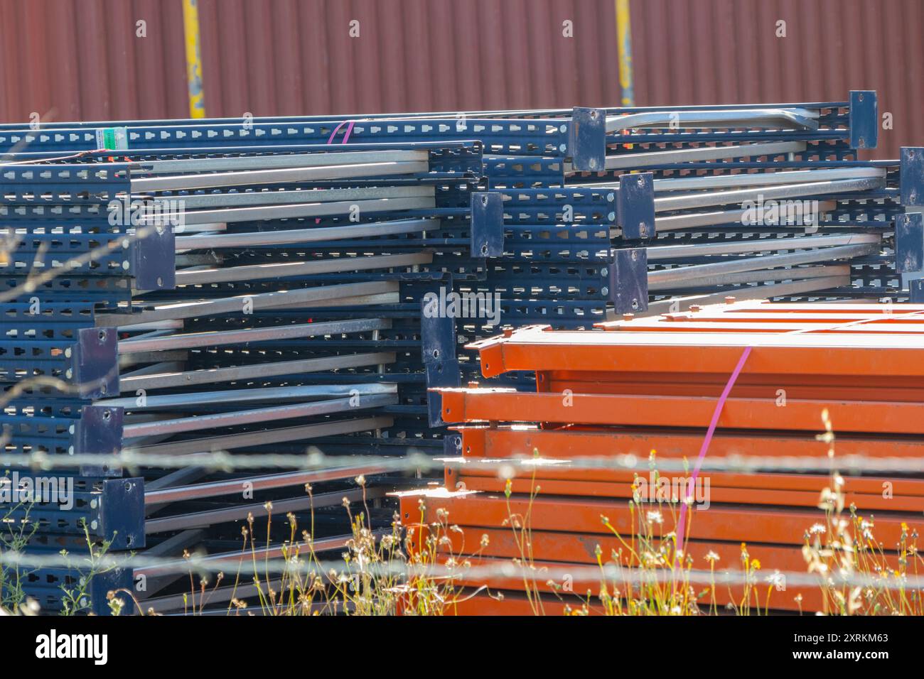Steel grating stacked and ready for use on a construction site Stock ...