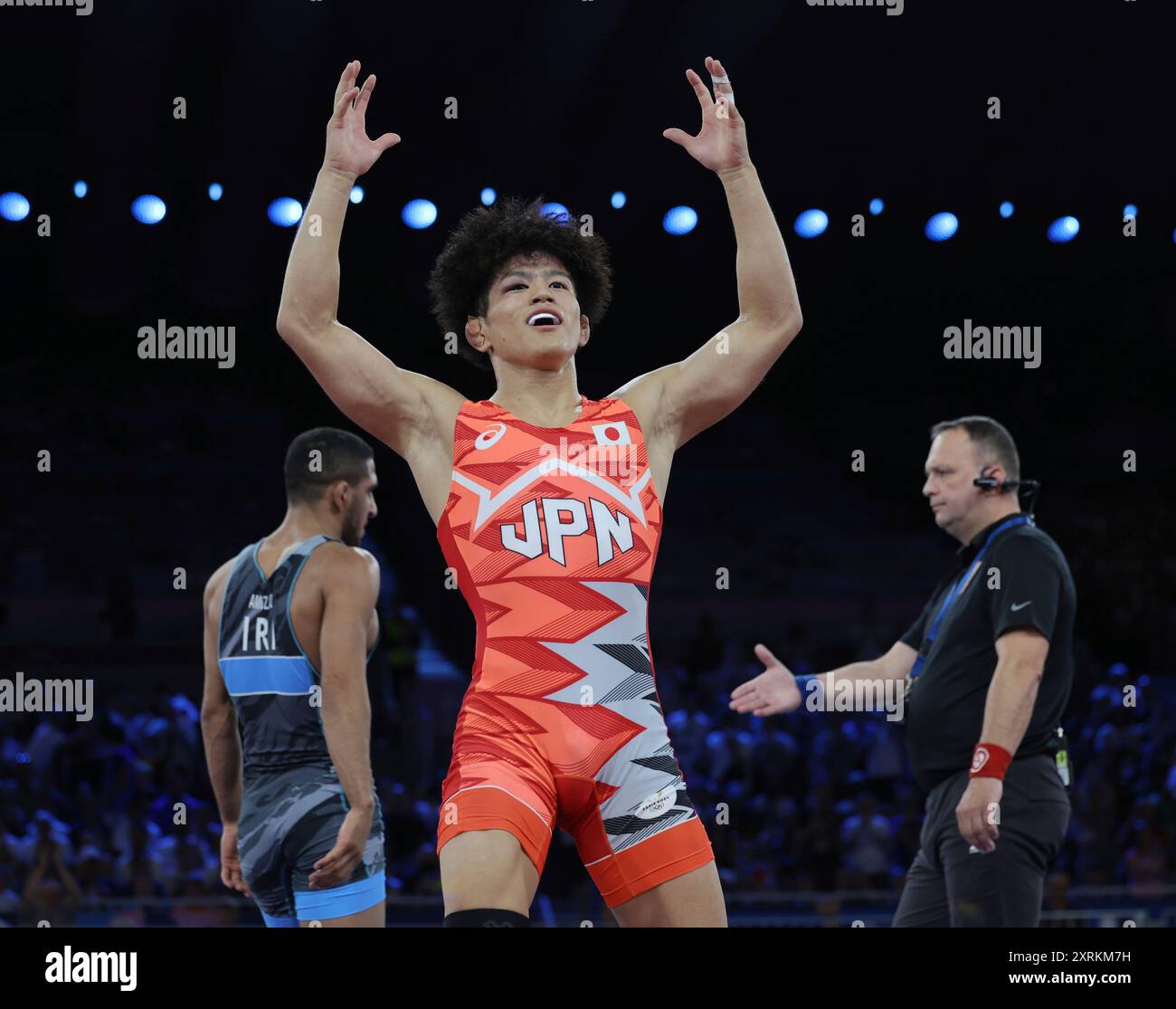 KIYOOKA Kotaro of Japan (in red) reacts after winning the gold medal of ...