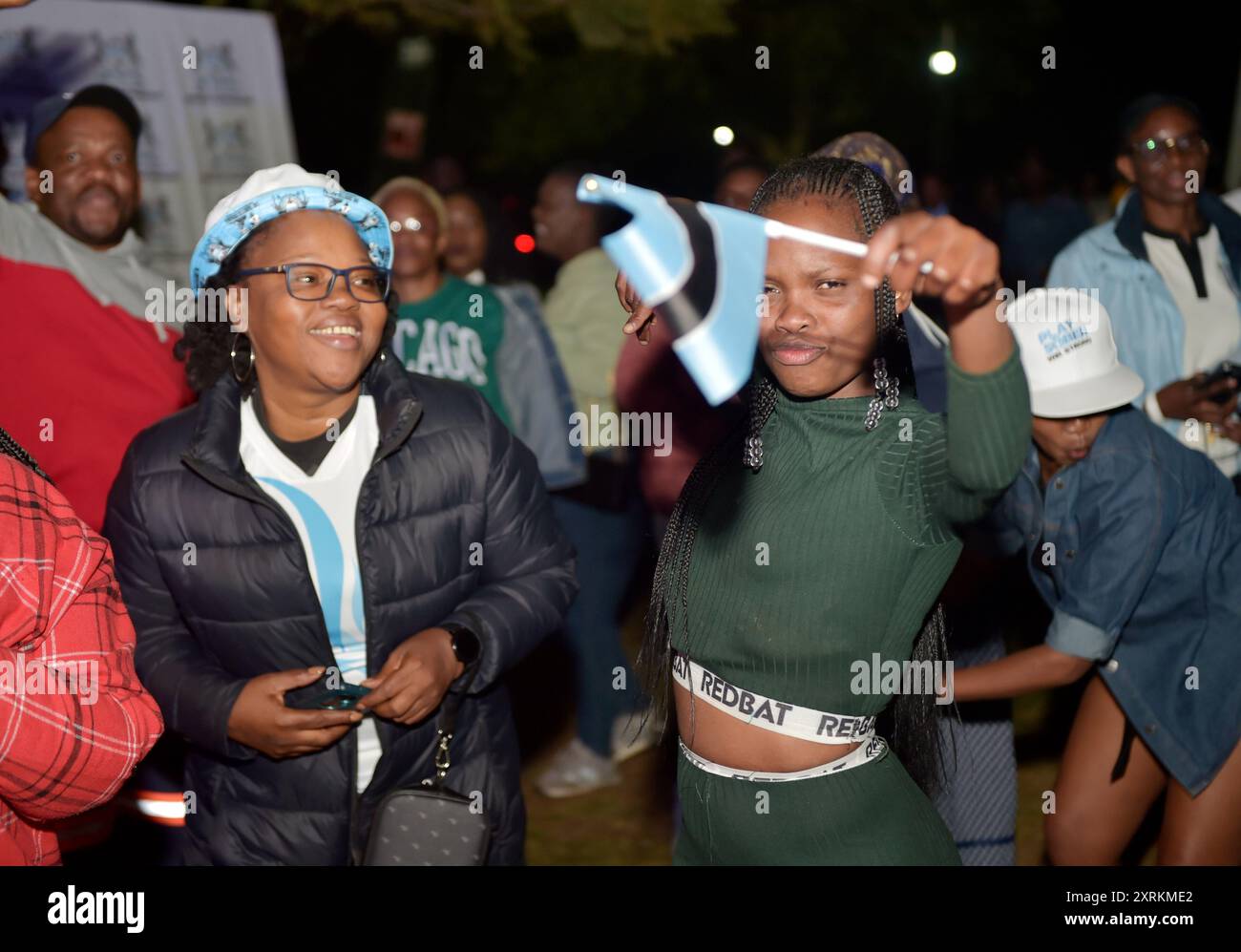 Gaborone, Botswana. 10th Aug, 2024. People celebrate Team Botswana's ...