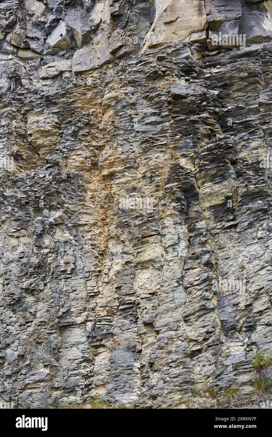 Various rock formations of basalt, sandstone, dross and others in ...