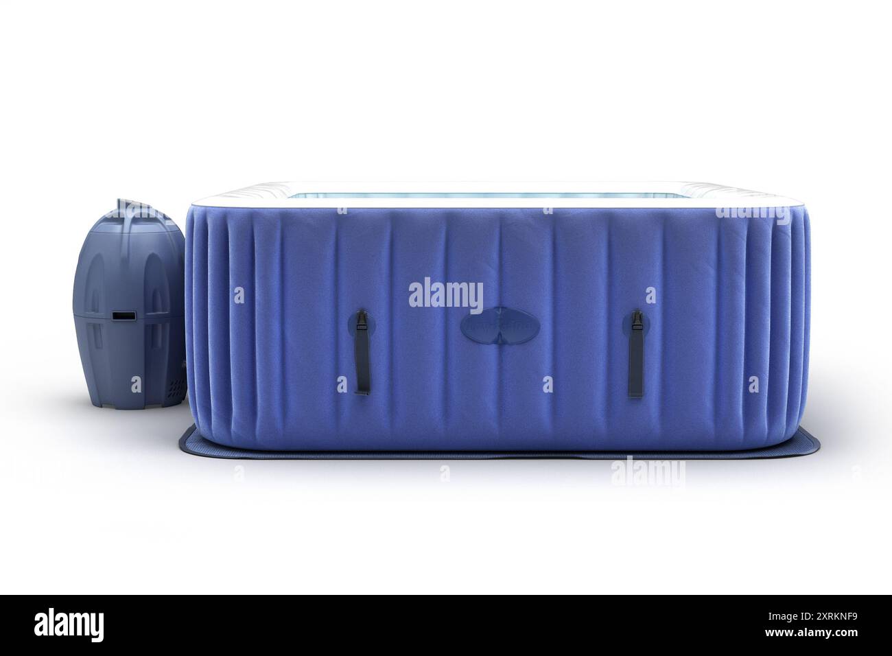 New open blue portable outdoor swimming pool right view 3d render on ...