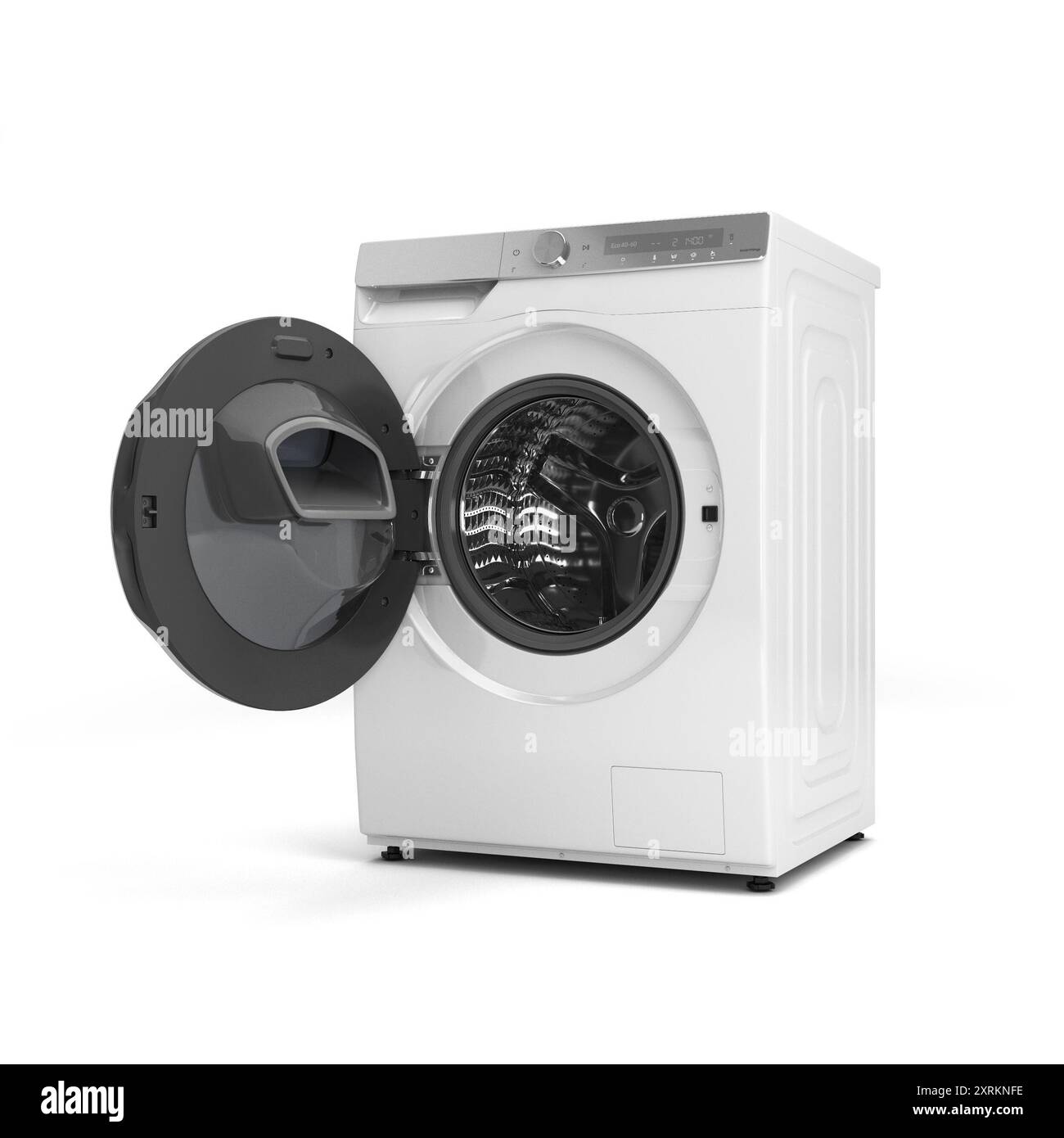 New open modern Washing machine perspective view 3D render on white ...