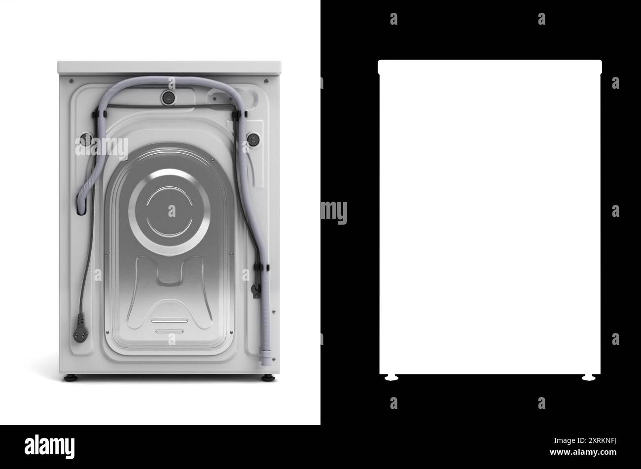 New modern Washing machine back view 3D render on white with alpha ...