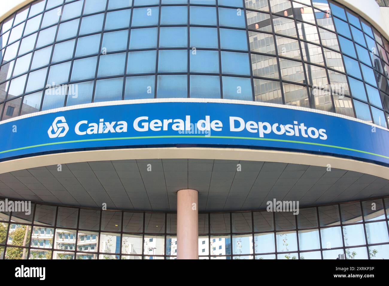 Caixa Geral de Depositos logo on the facade of a building in Lisbon ...