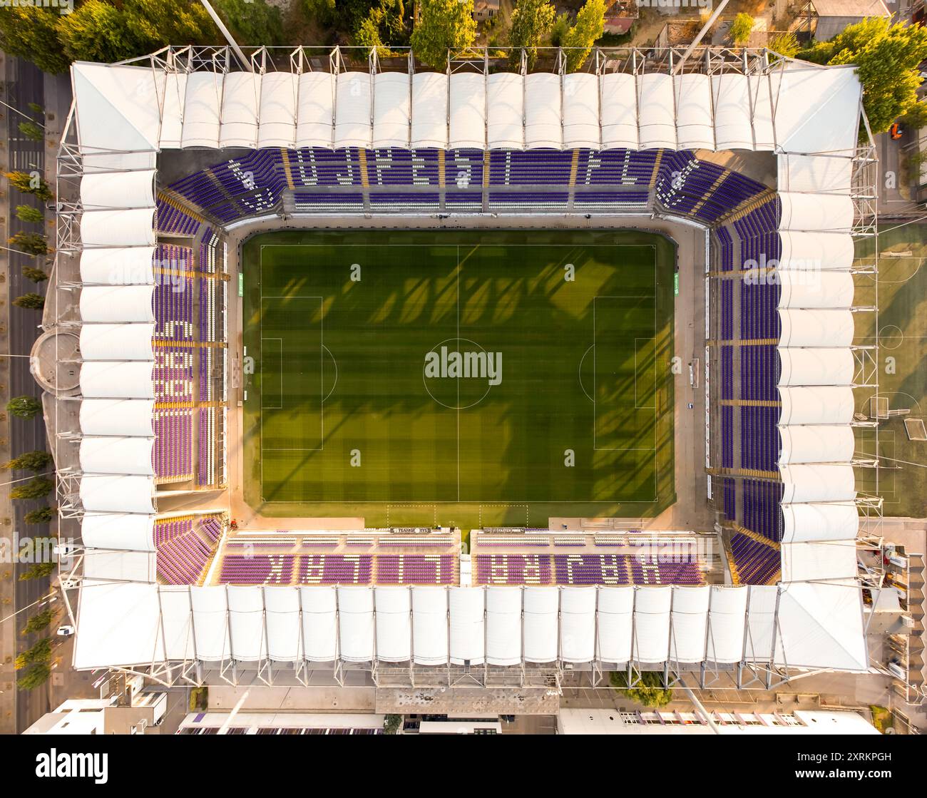 Aerial view about the Susza Ferenc Stadium in Ujpest district, Budapest ...