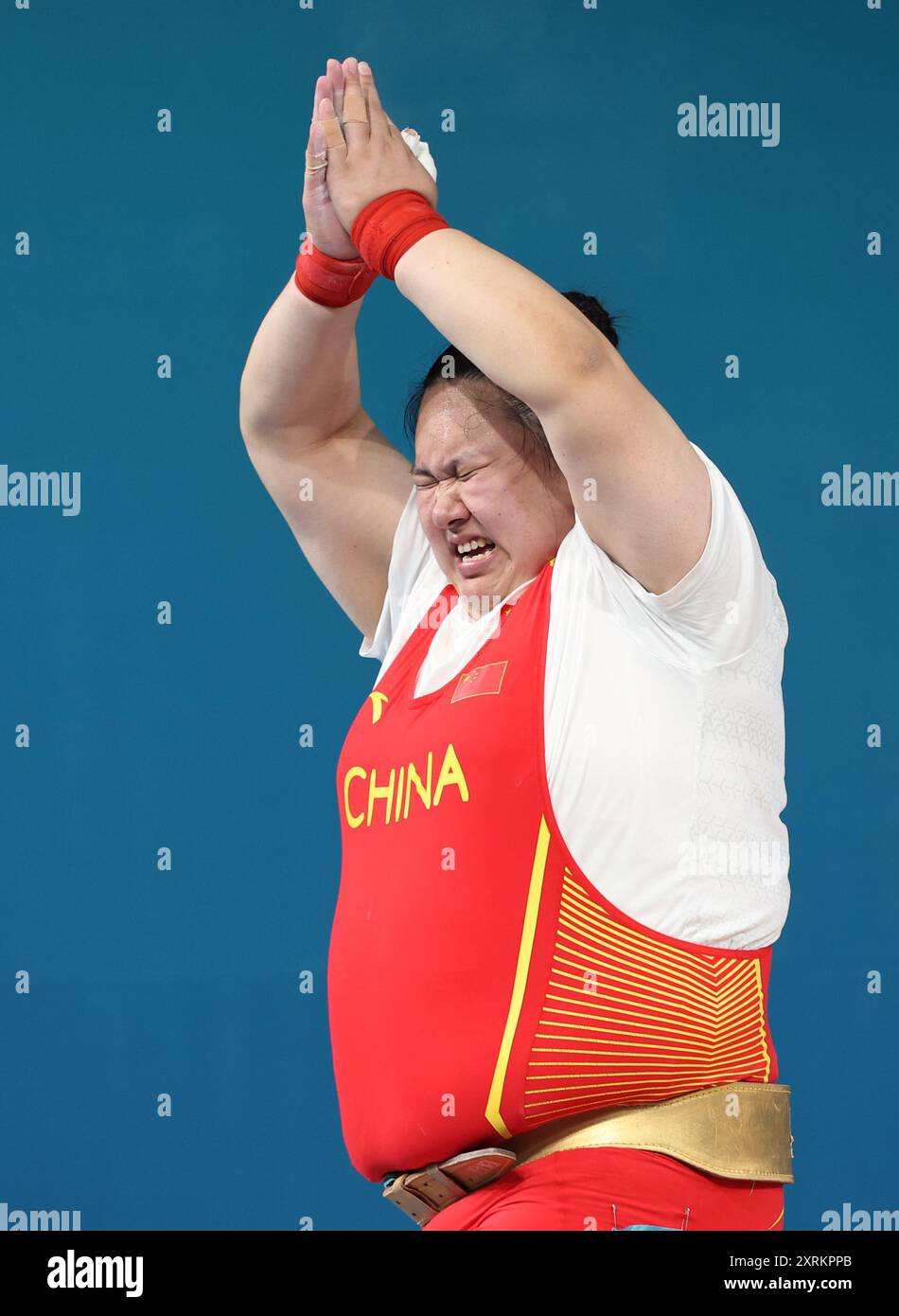 Paris, France. 11th Aug, 2024. Li Wenwen of China reacts during the ...
