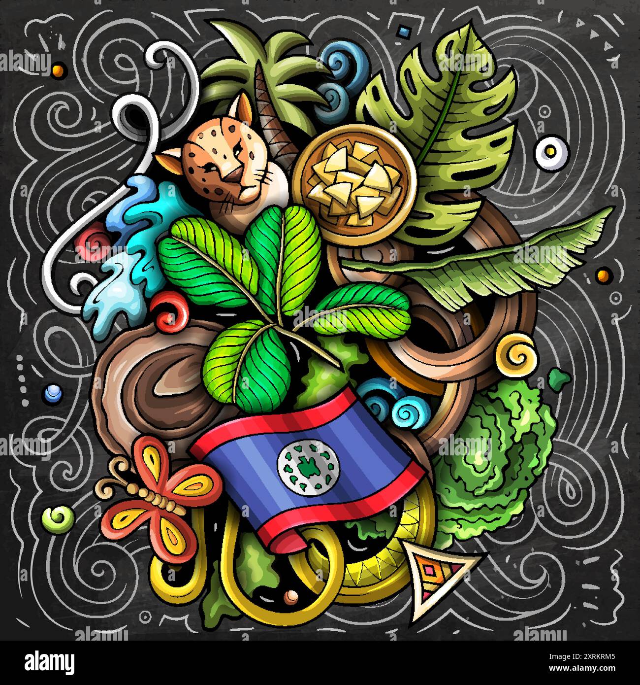 Belize cartoon doodle illustration. Funny local design Stock Vector ...