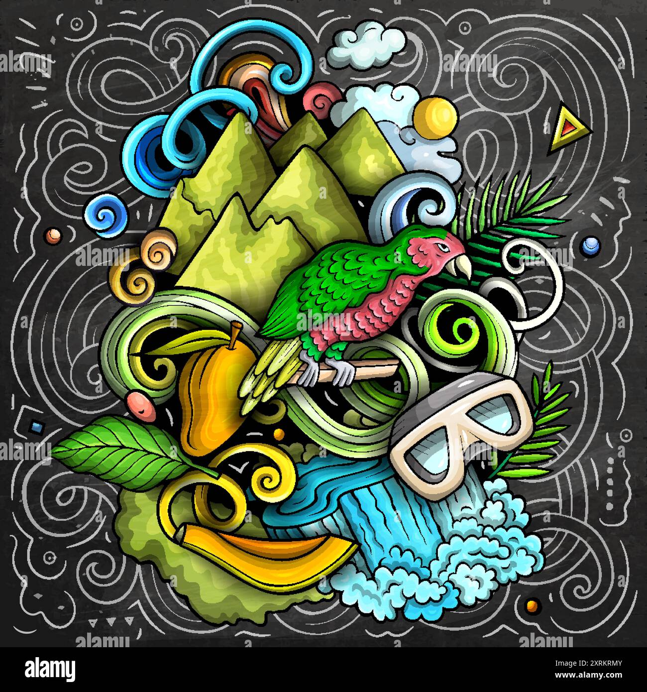 Dominica cartoon doodle illustration. Funny local design Stock Vector ...