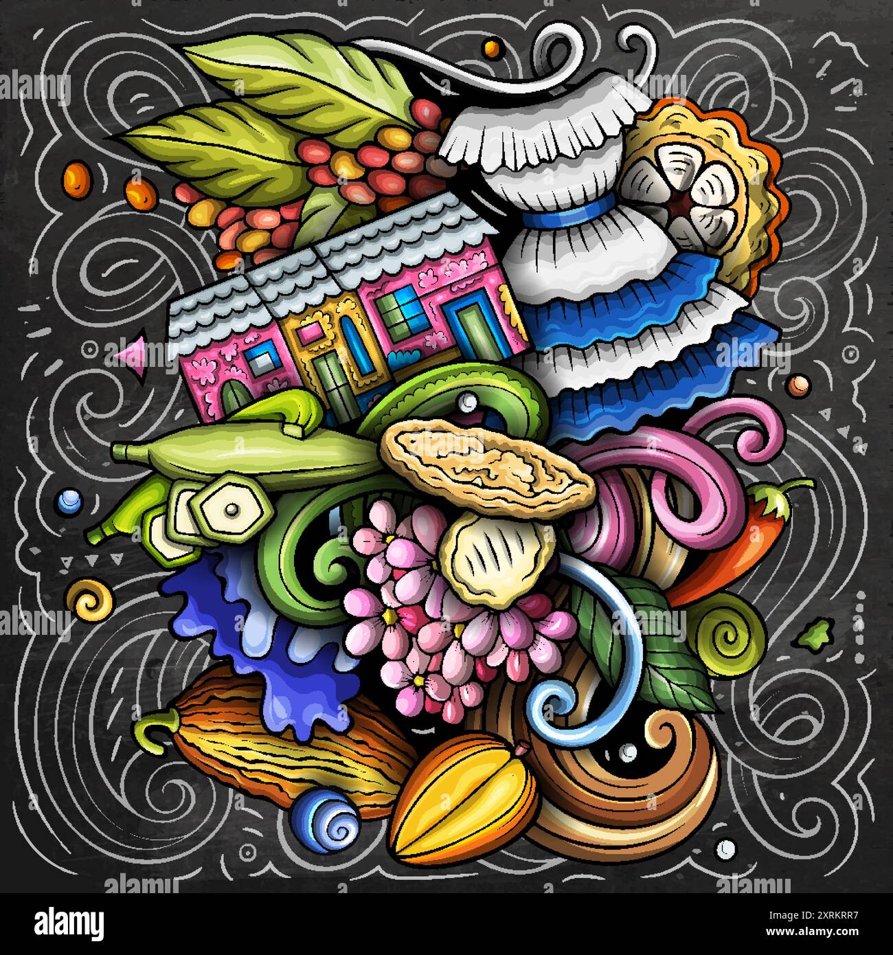 El Salvador cartoon doodle illustration. Funny local design Stock ...