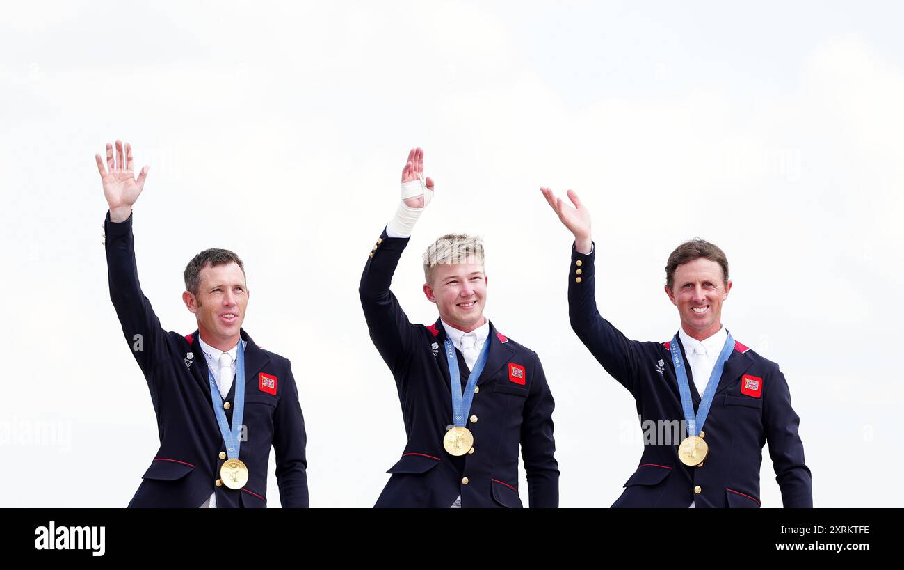 File photo dated 02/08/24 of Great Britain's Scott Brash (left), Ben ...