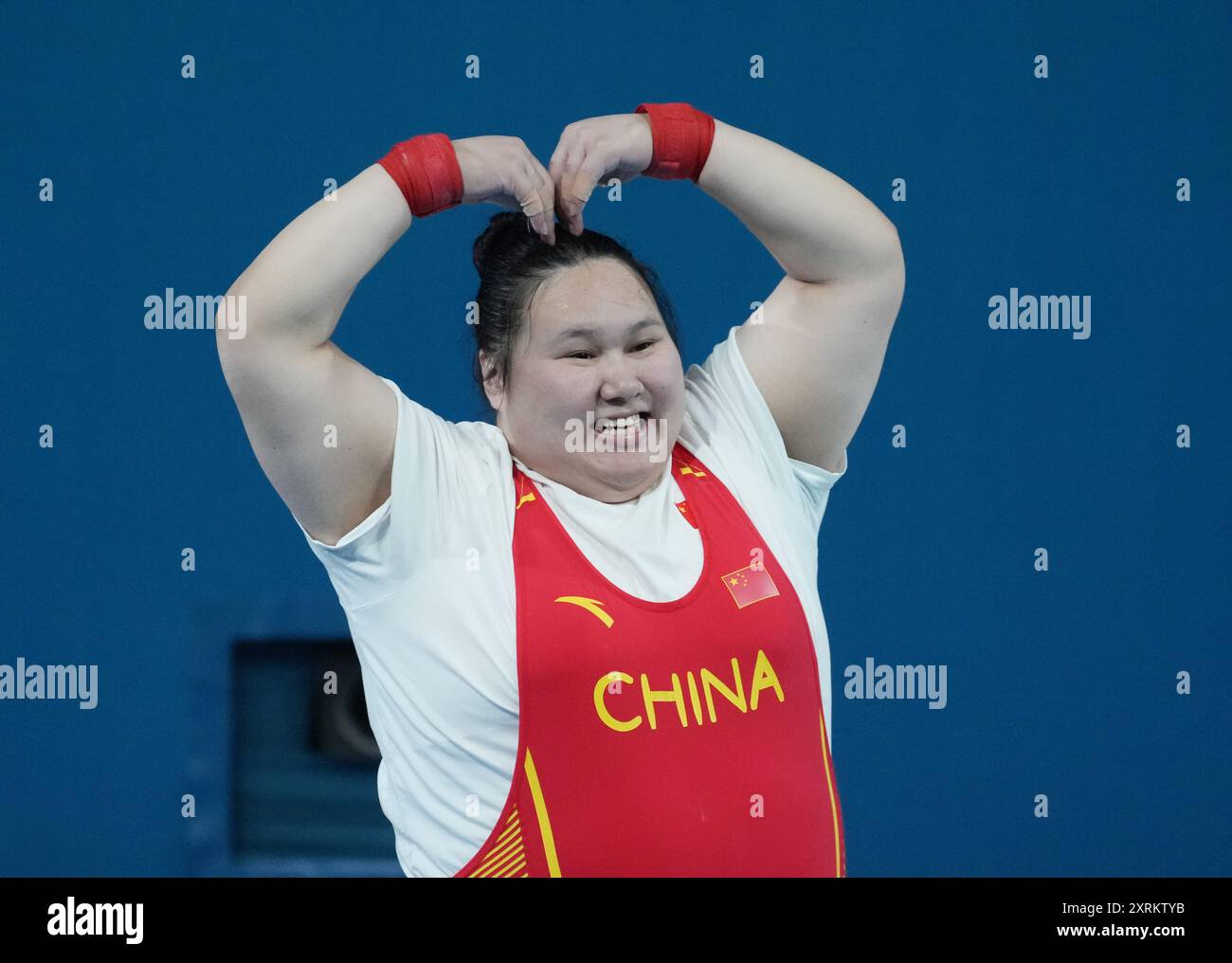 Paris, France. 11th Aug, 2024. Li Wenwen of China reacts after the ...