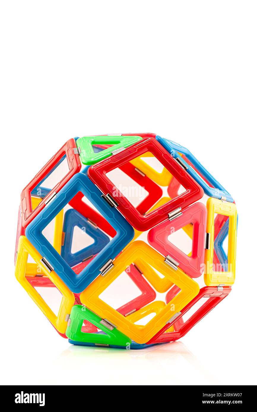 Three-dimensional model of a sphere of colored modular squares and ...