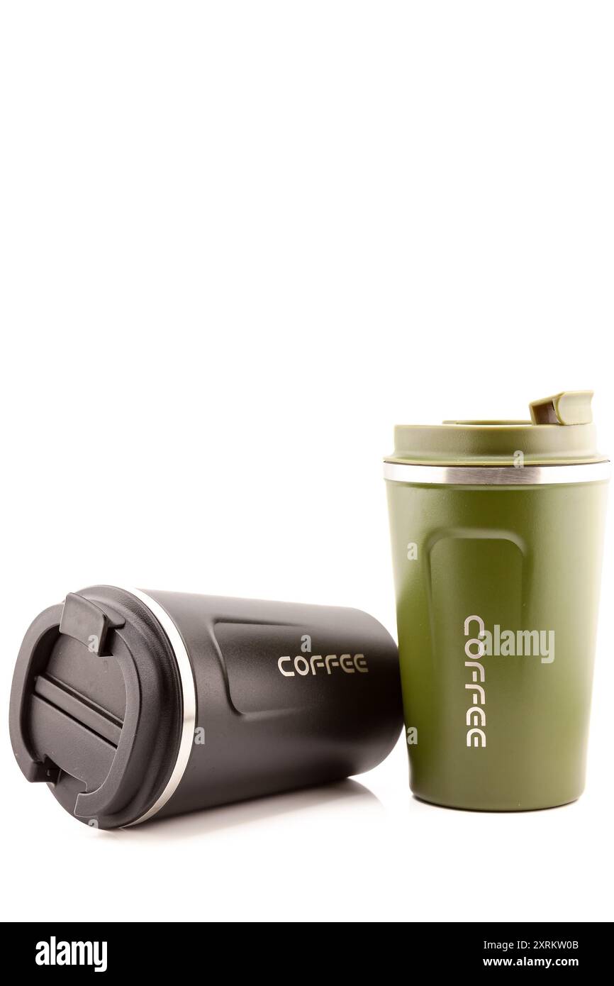 Aluminum thermal cup for storing hot and cold drinks Stock Photo - Alamy