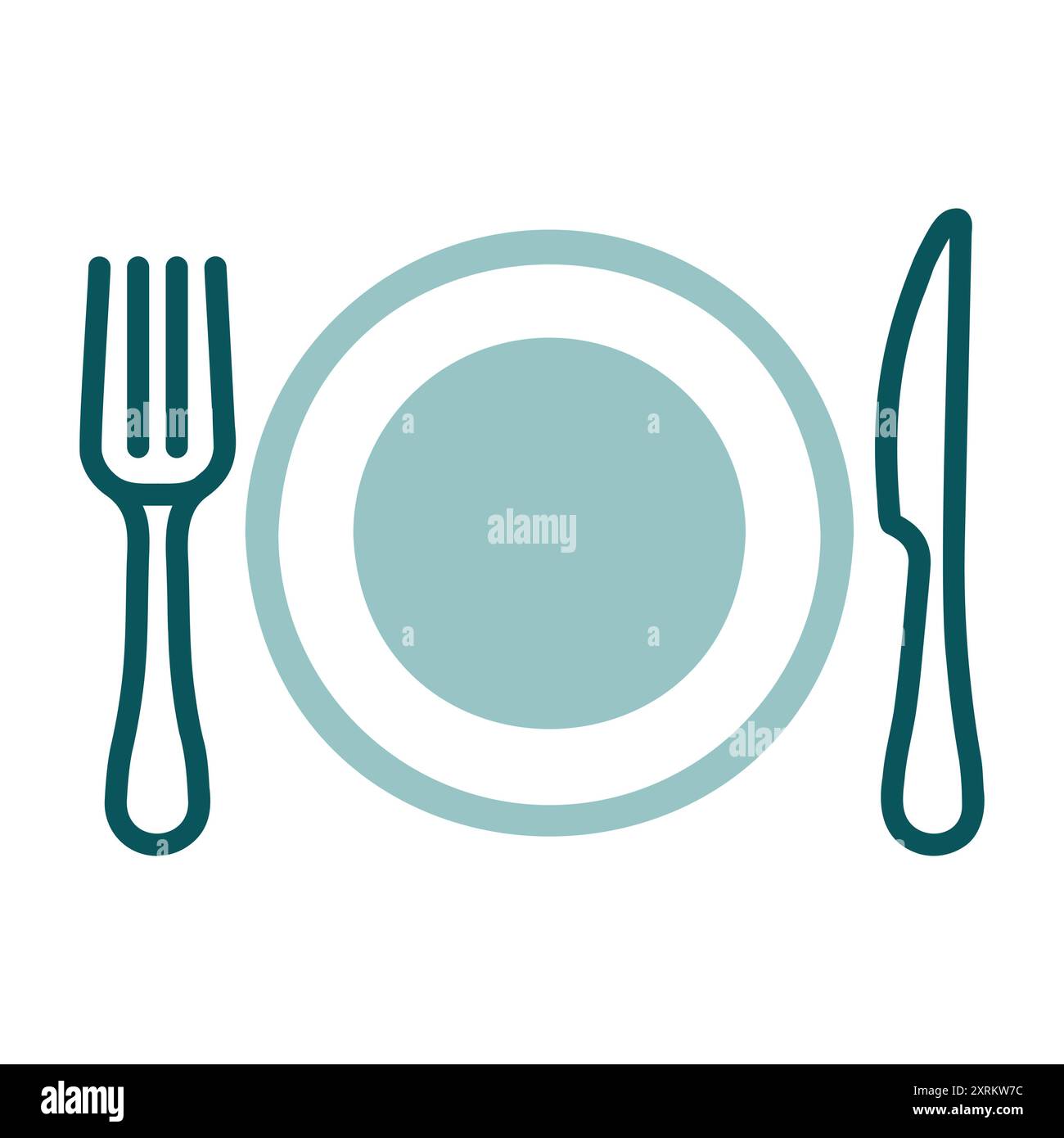 Dinner plate, knife and fork vector icon. Graph symbol for cooking web ...