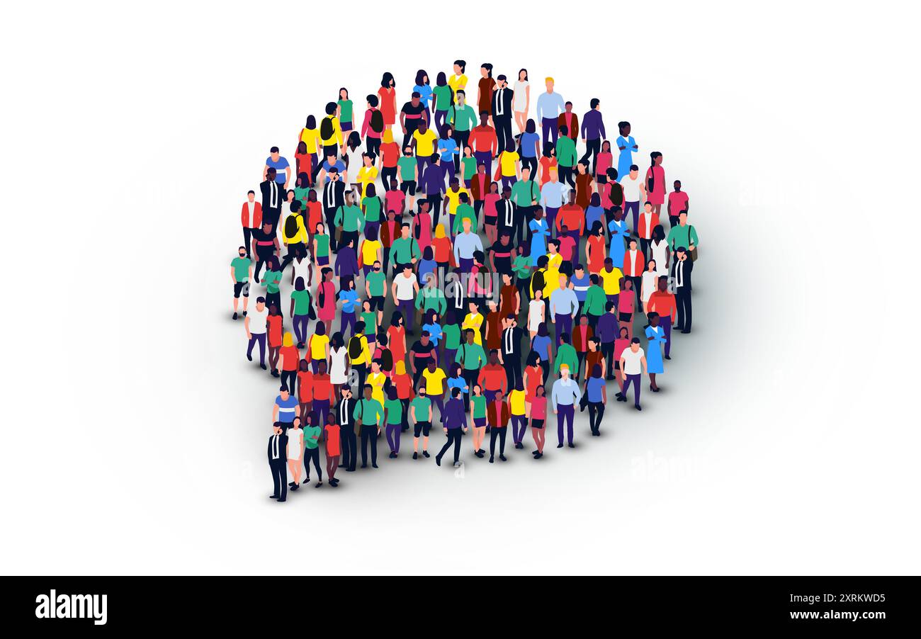 Large group of people in the shape of chat bubble. Vector illustration ...