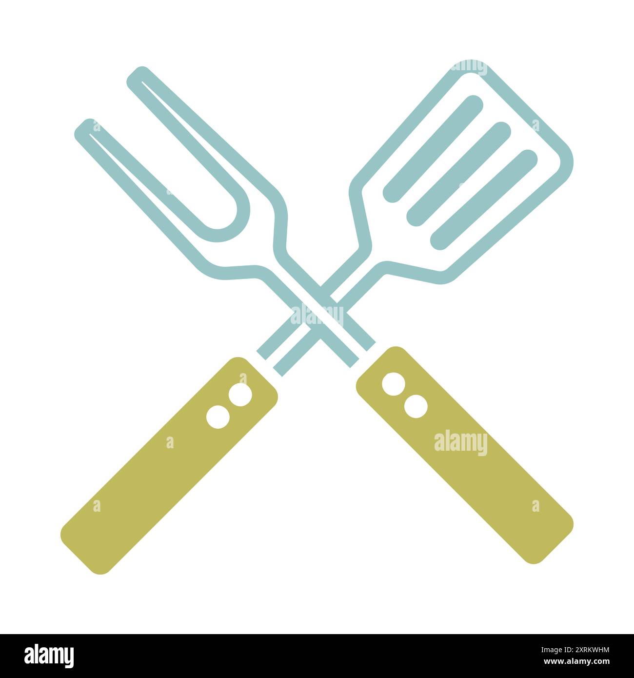 Big fork and spatula vector icon. Kitchen appliance. Graph symbol for ...