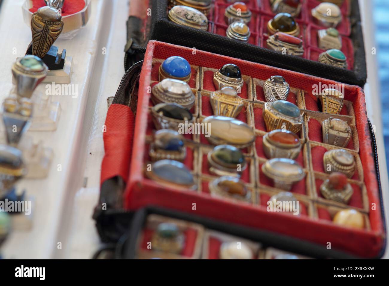 various agate rings on display Stock Photo - Alamy