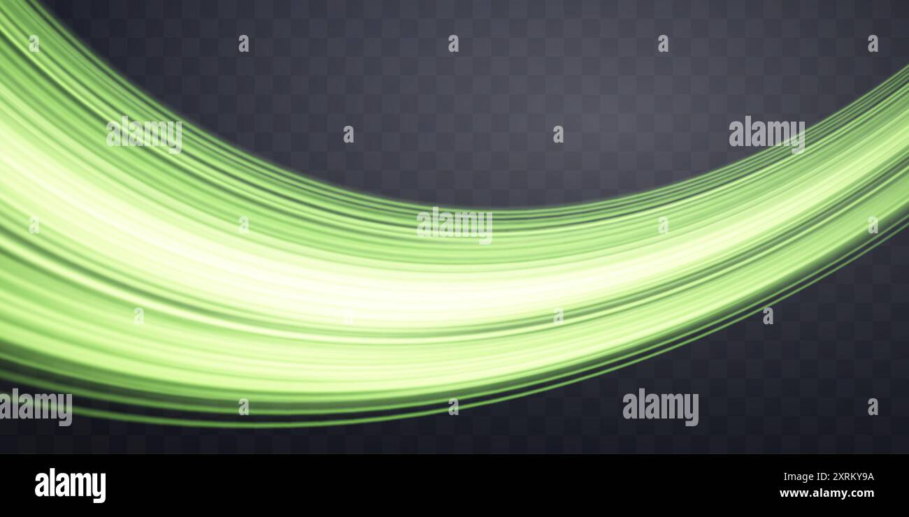 Speed rays, velocity light neon flow, zoom in motion effect, green glow ...