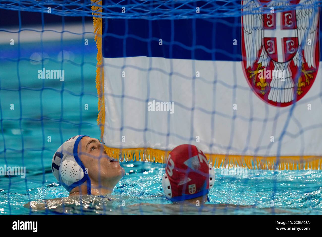 Serbia's Petar Jaksic celebrates winning the men's water polo gold ...