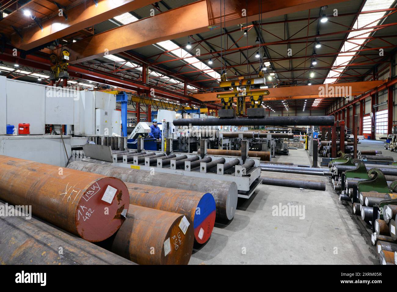 Sale and storage of industrial goods and steel in a factory hall Stock ...