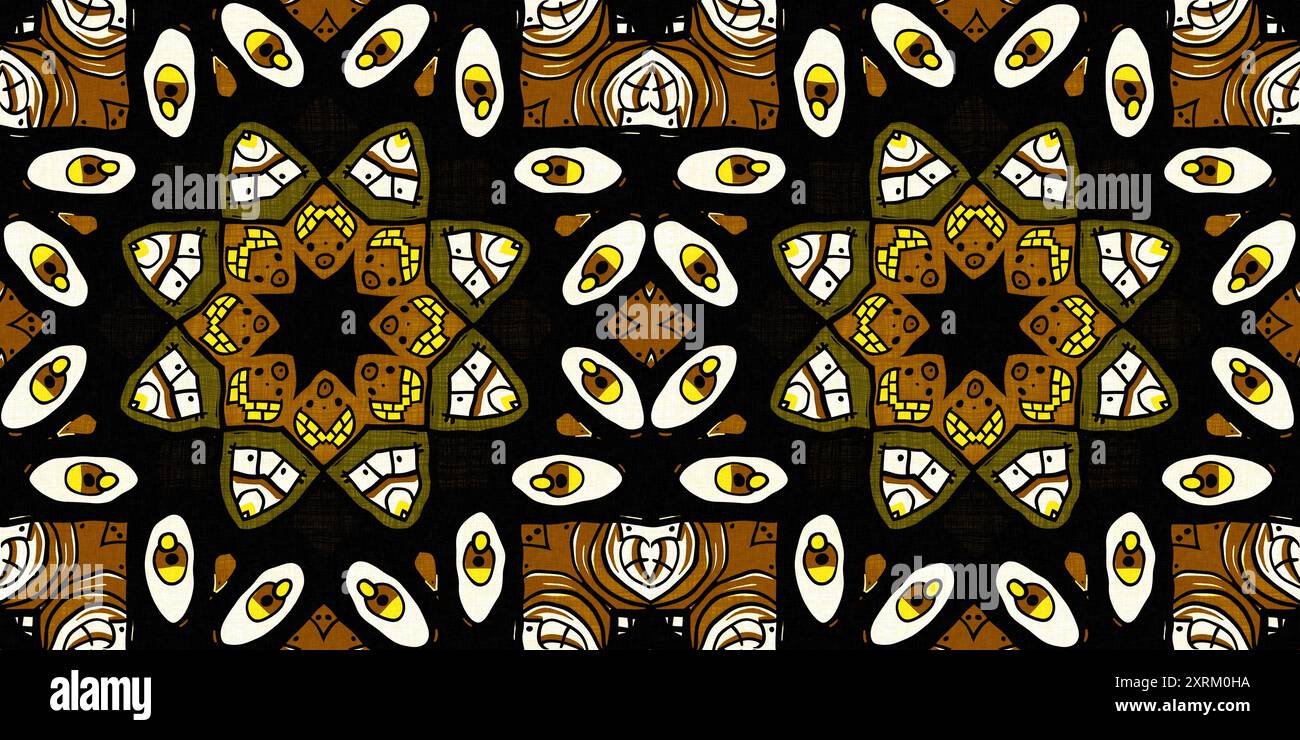 Modern tribal shape mud cloth border effect seamless pattern. Stylized ...