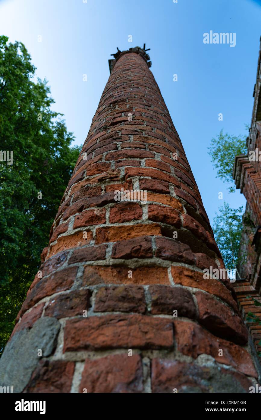 Old, brick column, bottom-up view Stock Photo - Alamy