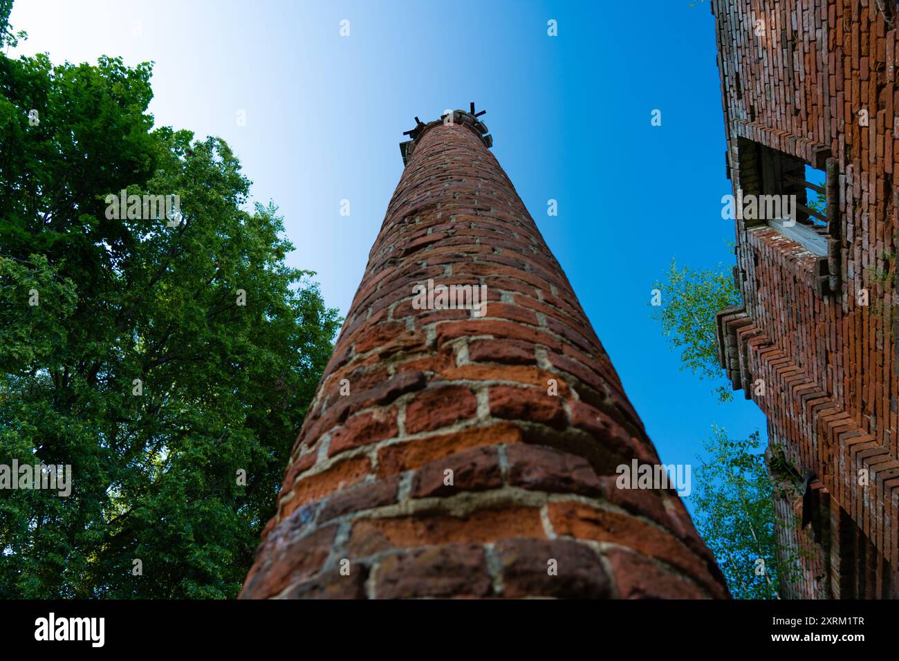 Old, brick column, bottom-up view Stock Photo - Alamy