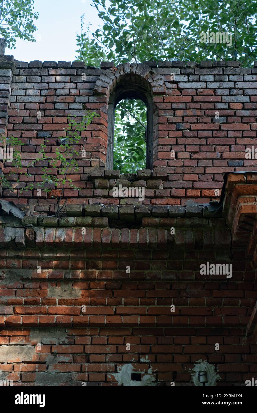 The old window of the stable is made of red brick. 19th century ...