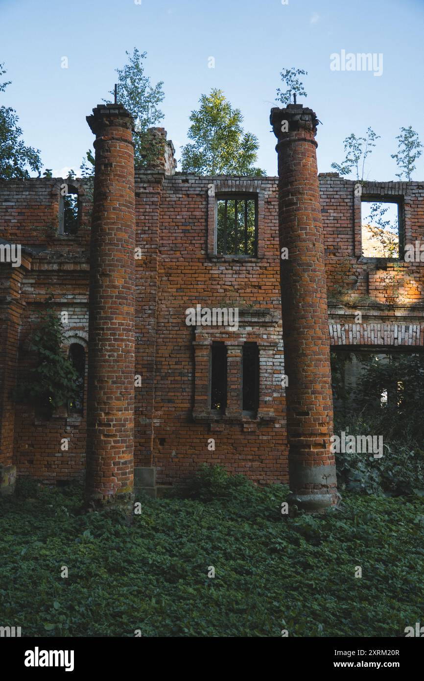 Destroyed columns. A ruined red brick stable. The Kostrovitsky manor ...