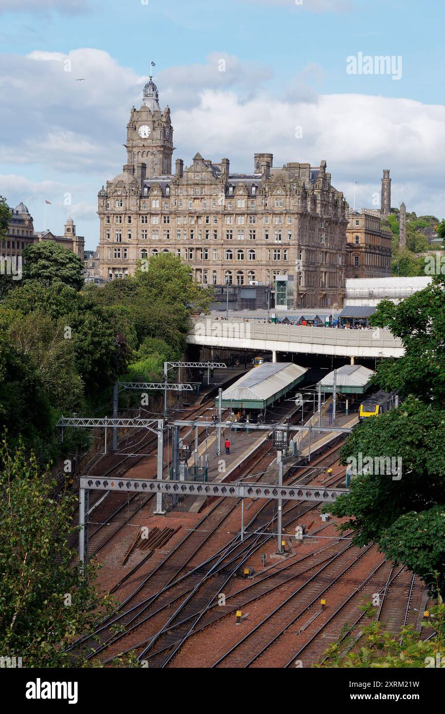Waverley Train Station from above and Balmoral Hotel with its famous ...