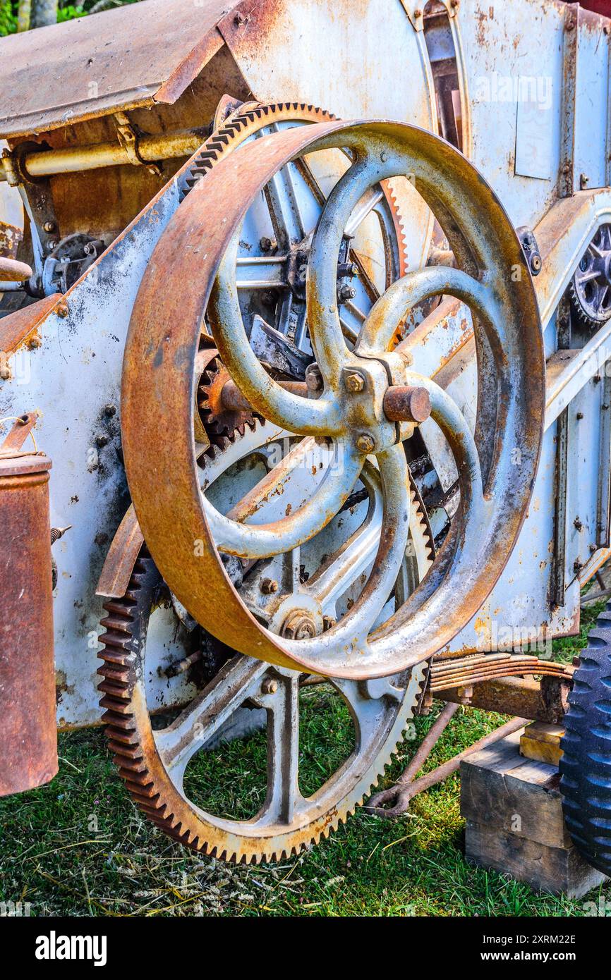 Old reaper binder machine at country fair - central France Stock Photo ...