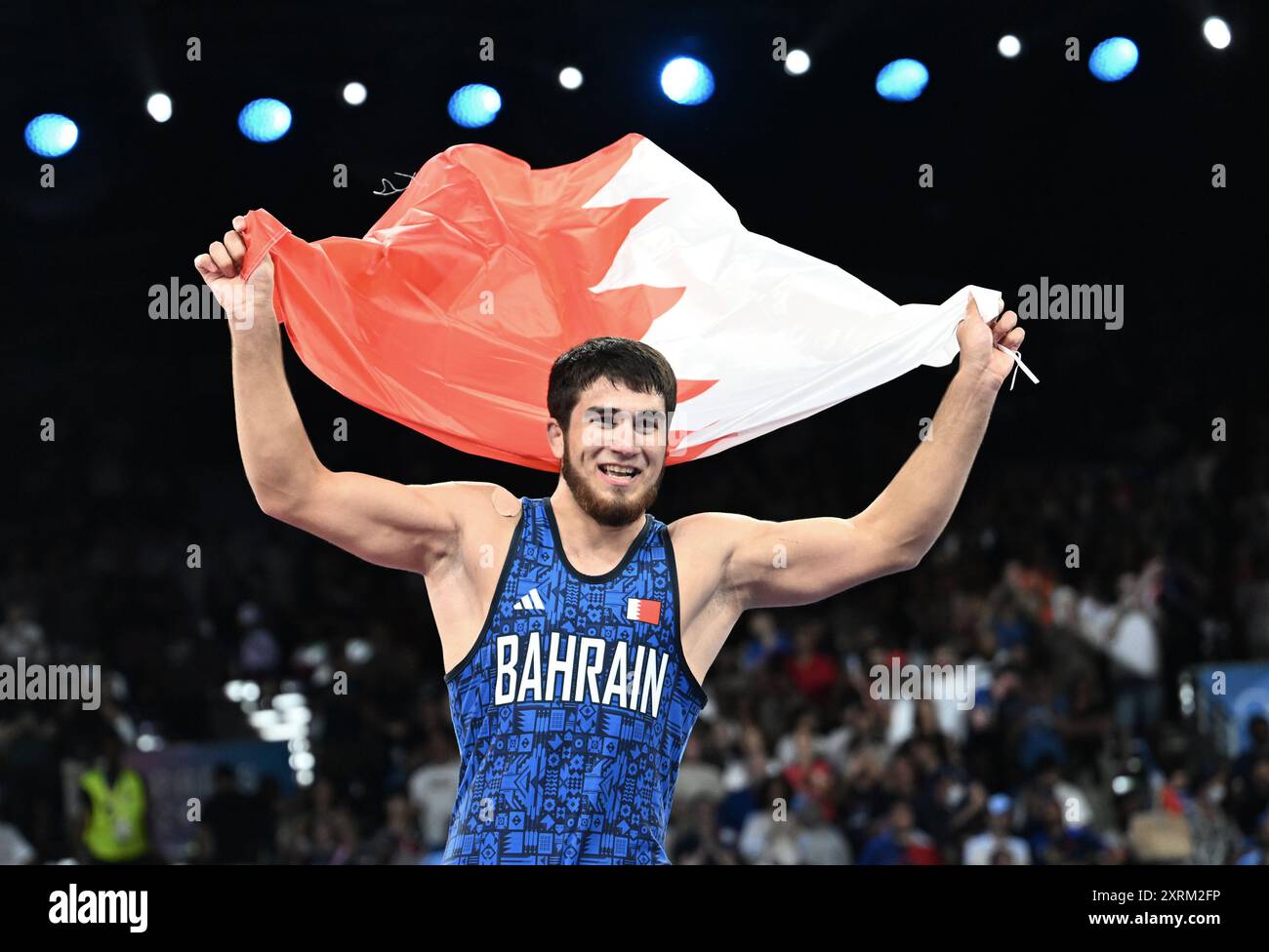 Paris, France. 11th Aug, 2024. Akhmed Tazhudinov of Bahrain celebrates ...