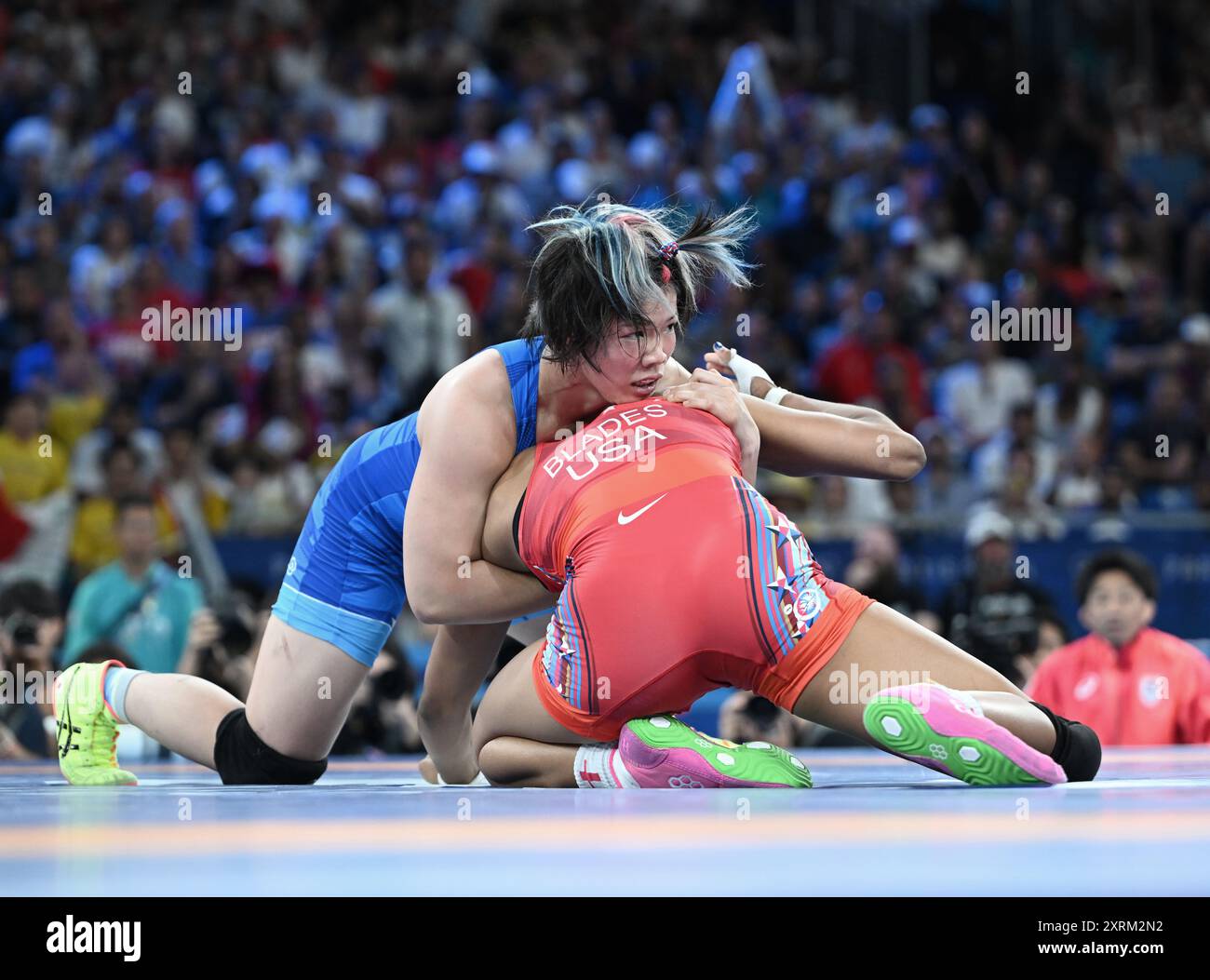 Paris, France. 11th Aug, 2024. Kagami Yuka (L) of Japan competes with ...