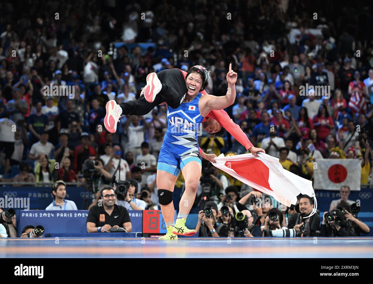 Paris, France. 11th Aug, 2024. Kagami Yuka of Japan celebrates with her ...