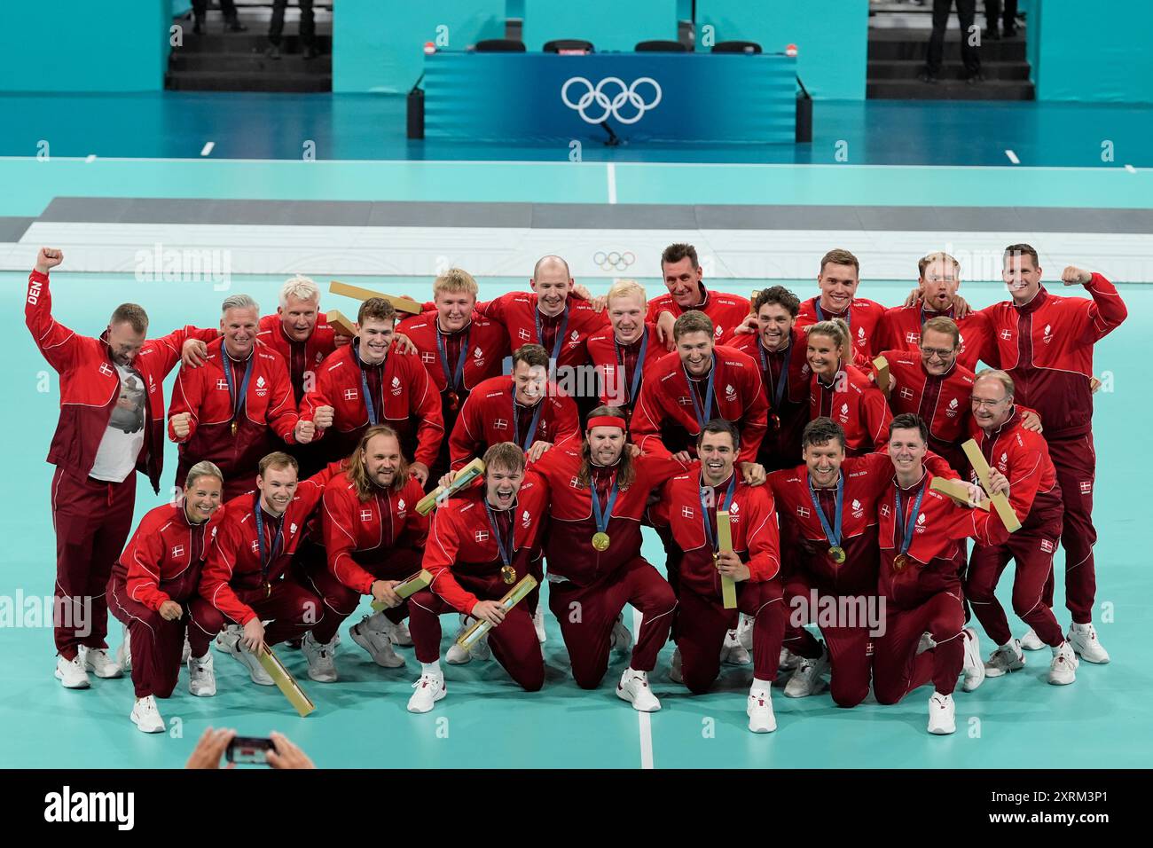 Denmark players pose with their gold medals during medals ceremony ...