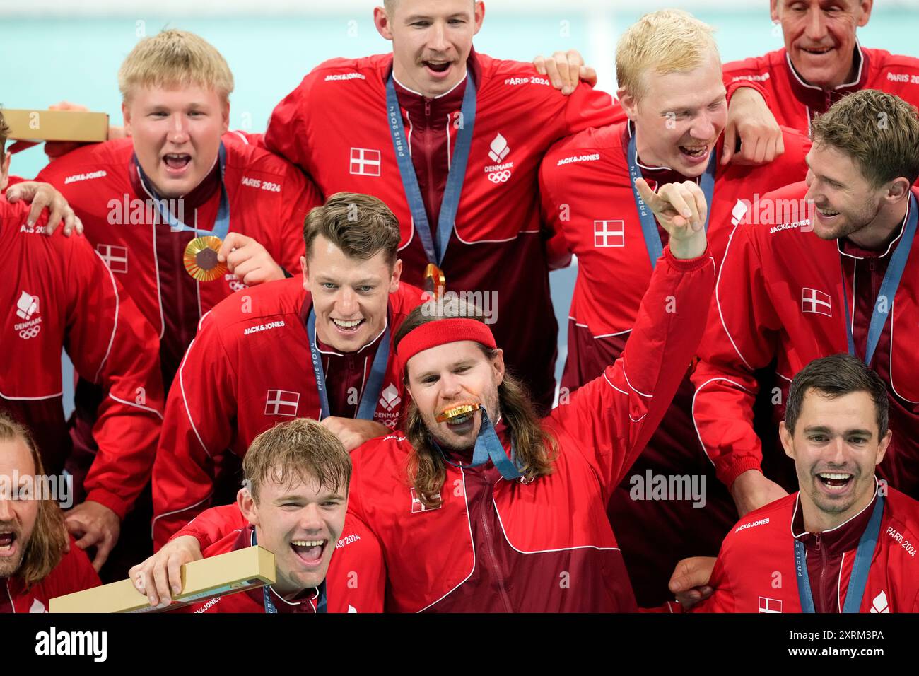 Denmark players pose with their gold medals during medals ceremony ...