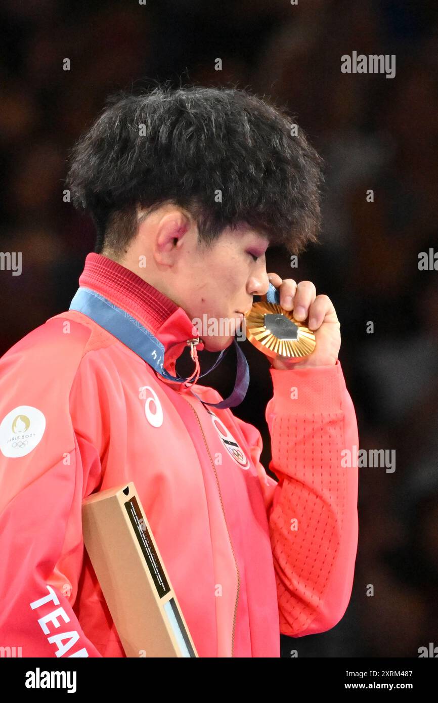 KIYOOKA Kotaro (JPN) Japan Gold Medal, Medal Ceremony, Wrestling Men's ...